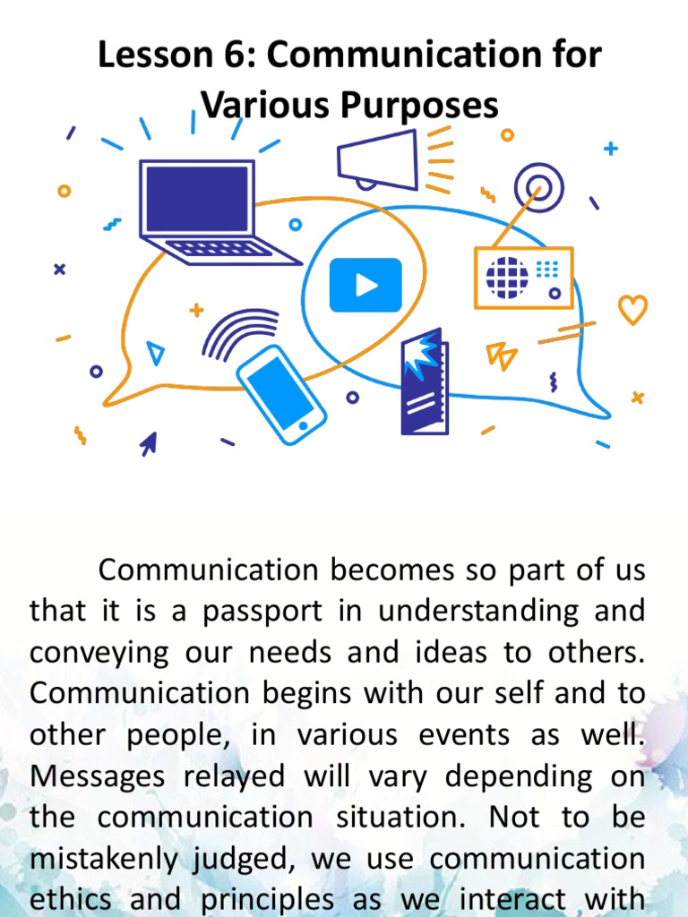 Lesson 6: Communication For Various Purposes | PDF | Persuasion ...