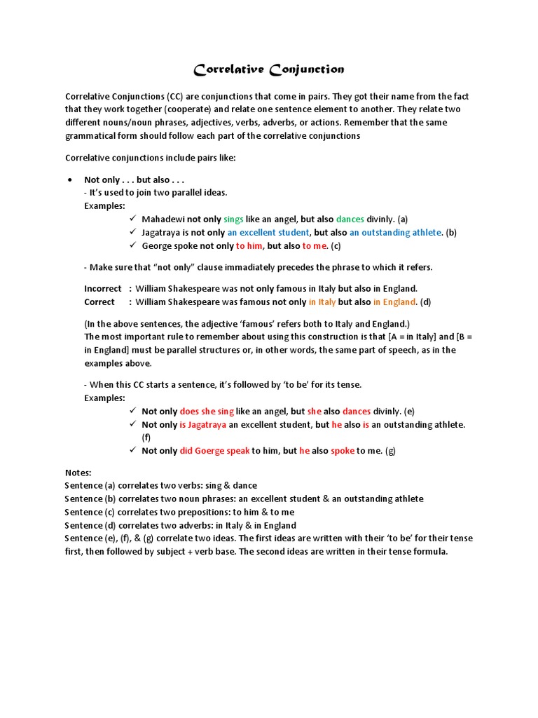 Understanding Correlative Conjunctions | PDF | Verb | Adverb