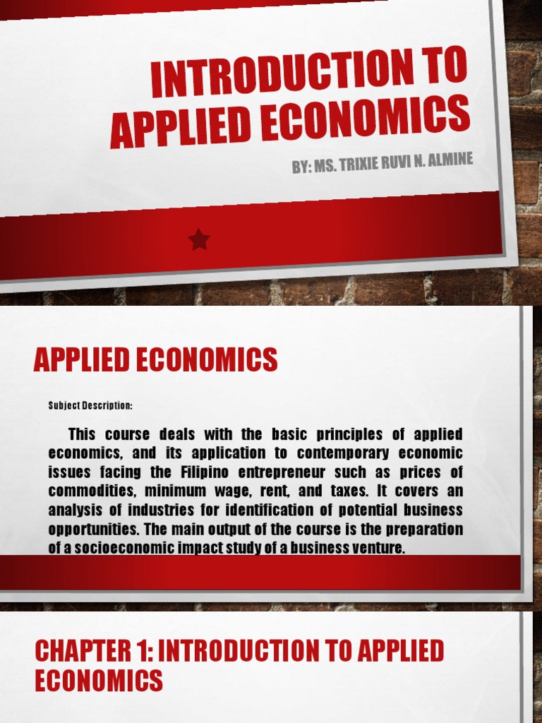 Applied Economics-Chapter 1 | PDF | Factors Of Production | Economics