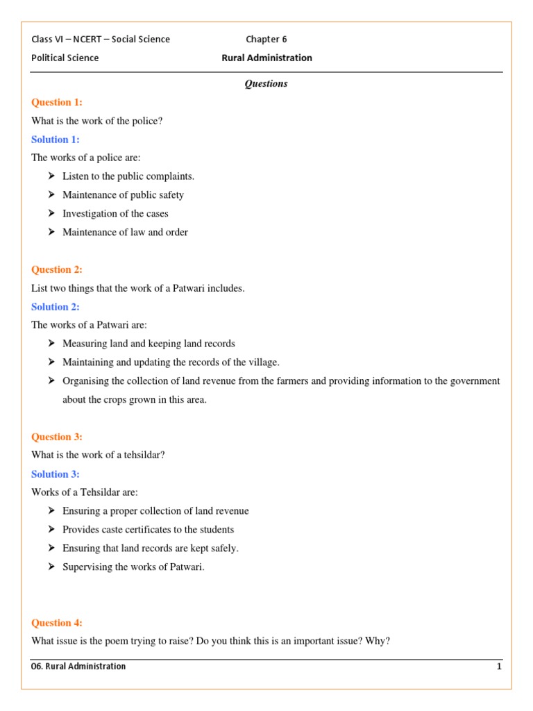 Rural Administration Roles and Responsibilities | PDF | Police | Government