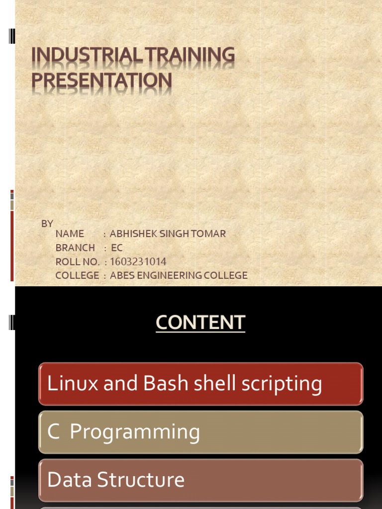 Industrial Training PPT C Bash Shell Data Structur Uing Linux | PDF ... Industrial Training PPT C Bash Shell Data Structur Uing Linux | PDF ...