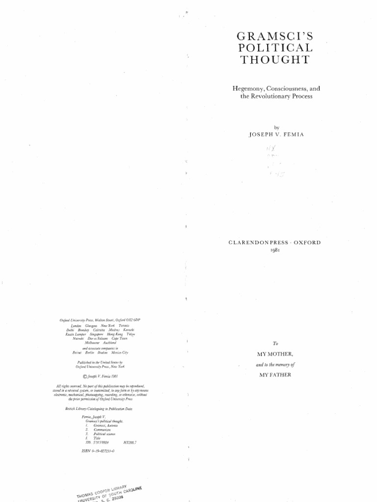 Joseph V. Femia - Gramsci's Political Thought - Hegemony, Consciousness ...