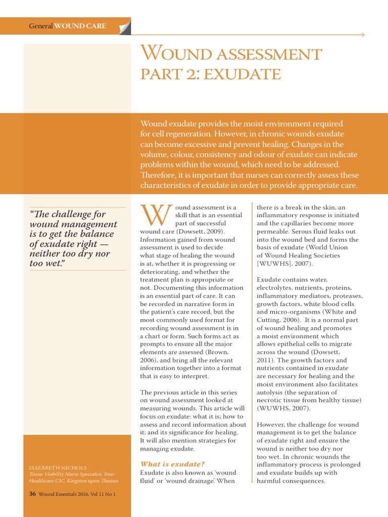 Wound Essentials 11 1 Wound Assessment Part 2 Exudate | PDF | Healing ...