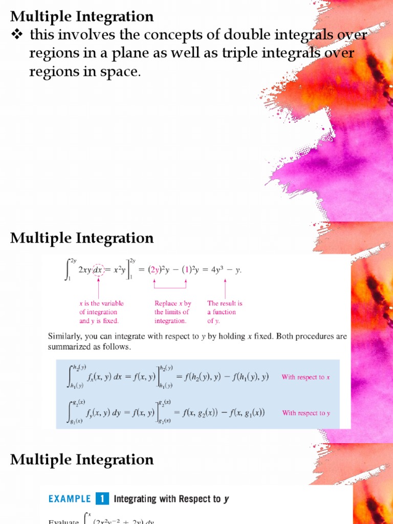 This Involves The Concepts of Double Integrals Over Regions in A Plane ...