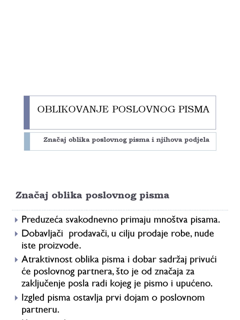 Oblikovanje Poslovnog Pisma | PDF