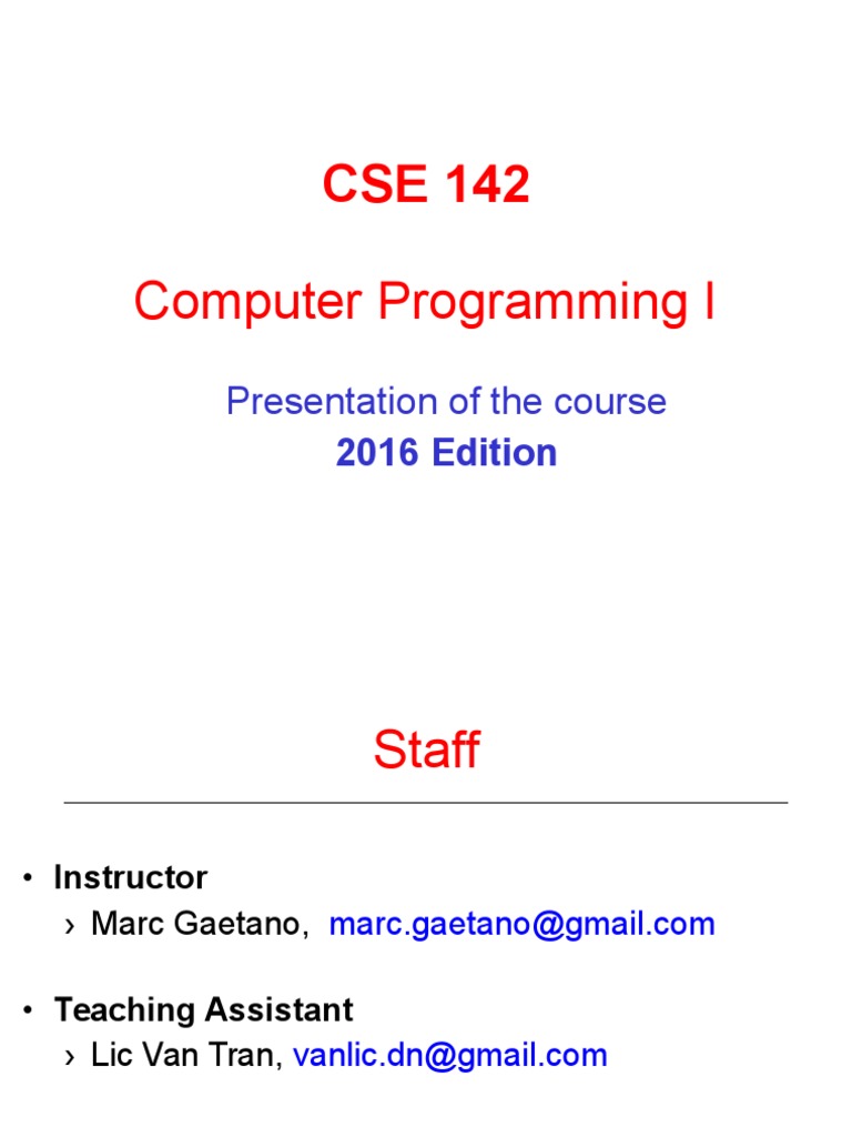 CSE 142 Computer Programming | PDF | Computer Programming | Areas Of Computer Science