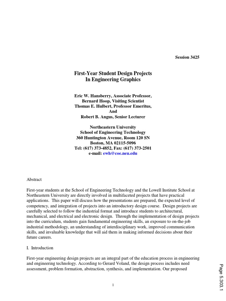 First Year Student Design Projects in Engineering Graphics | PDF ...
