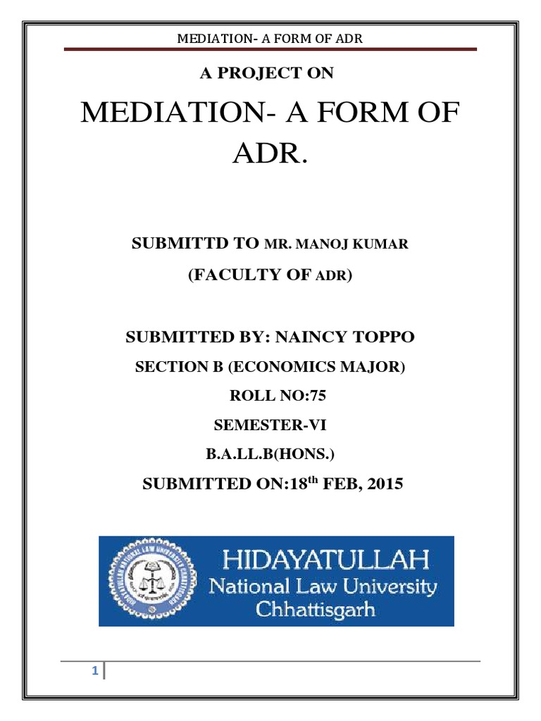 Adr | PDF | Mediation | Alternative Dispute Resolution