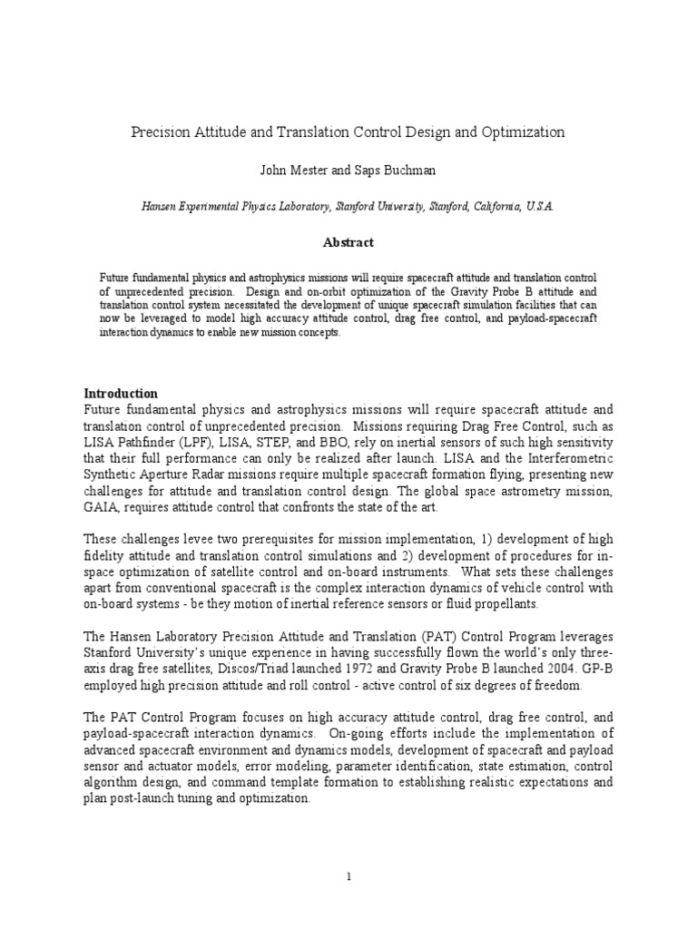 Control System Paper | PDF | Gyroscope | Attitude Control