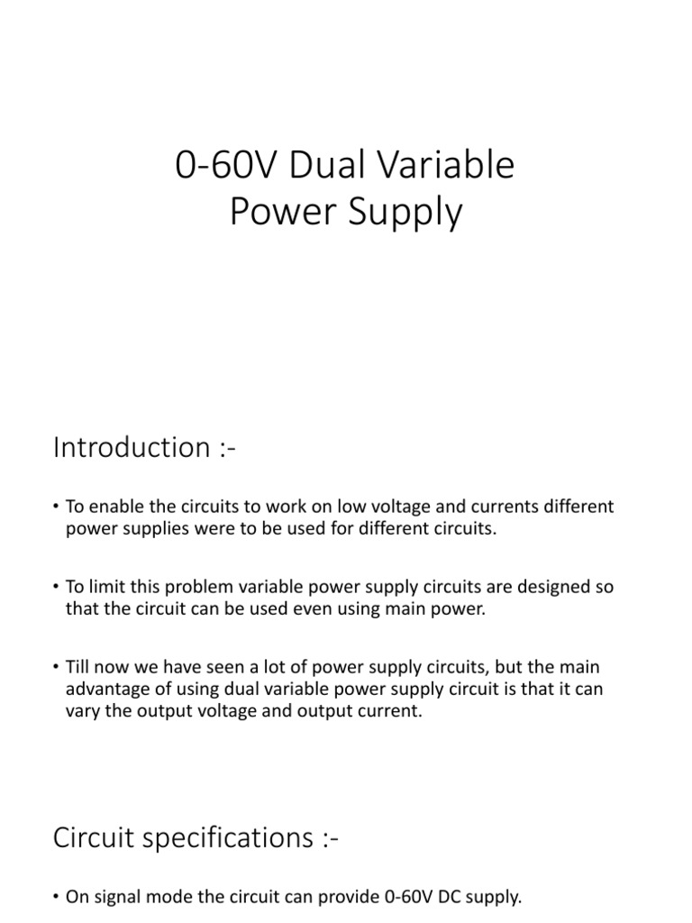 Dual Variable Power Supply | PDF | Power Supply | Electronic Circuits