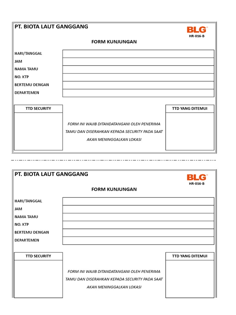 Form Kunjungan | PDF