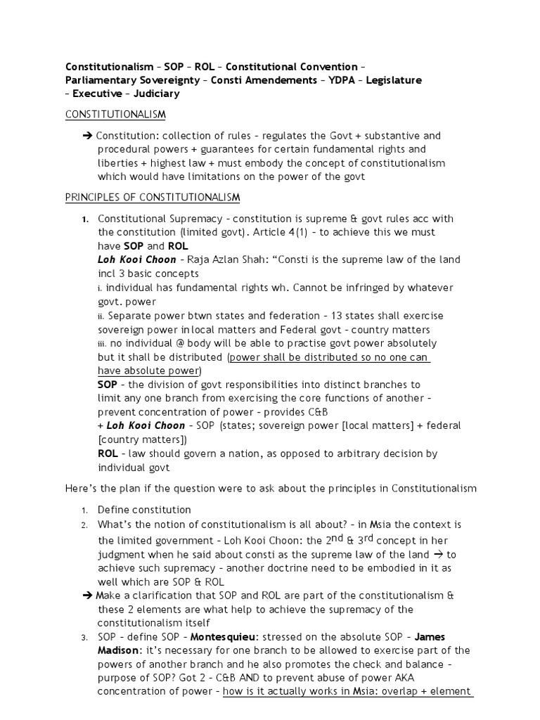 Constitutional Law Notes | PDF | Constitution | Rule Of Law