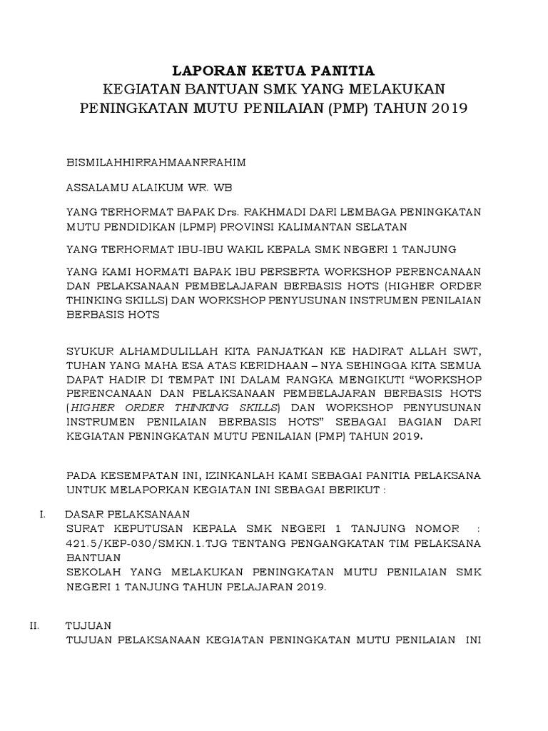 Laporan Ketua Panitia | PDF
