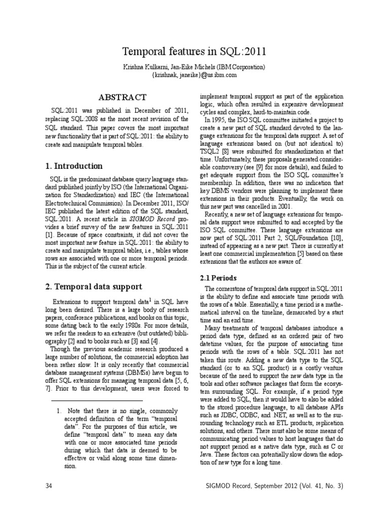 M1 - Appendix - Temporal Features in SQL2011 | PDF | Sql | Table (Database)