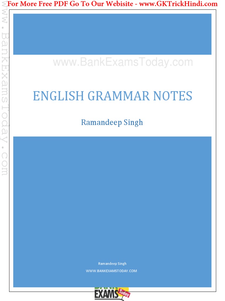 English Grammar Notes by Ramadeep Singh | PDF | English Grammar | Adjective