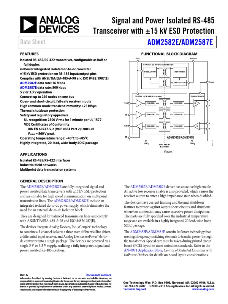 Signal and Power Isolated RS-485 Transceiver With 15 KV ESD Protection ...