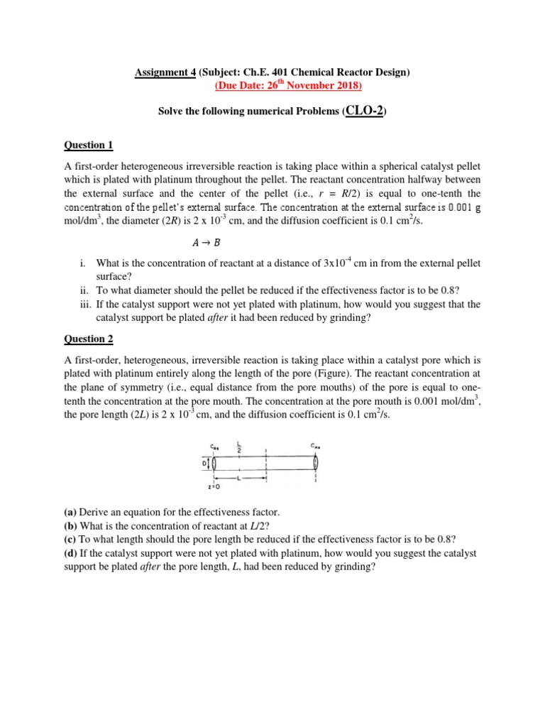ChE 401 CRD Assignment-4 | PDF | Catalysis | Reaction Rate