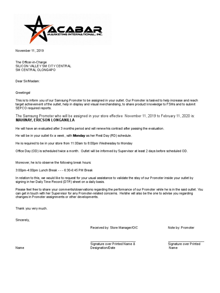 The Samsung Promoter Who Will Be Assigned in Your Store Effective ...