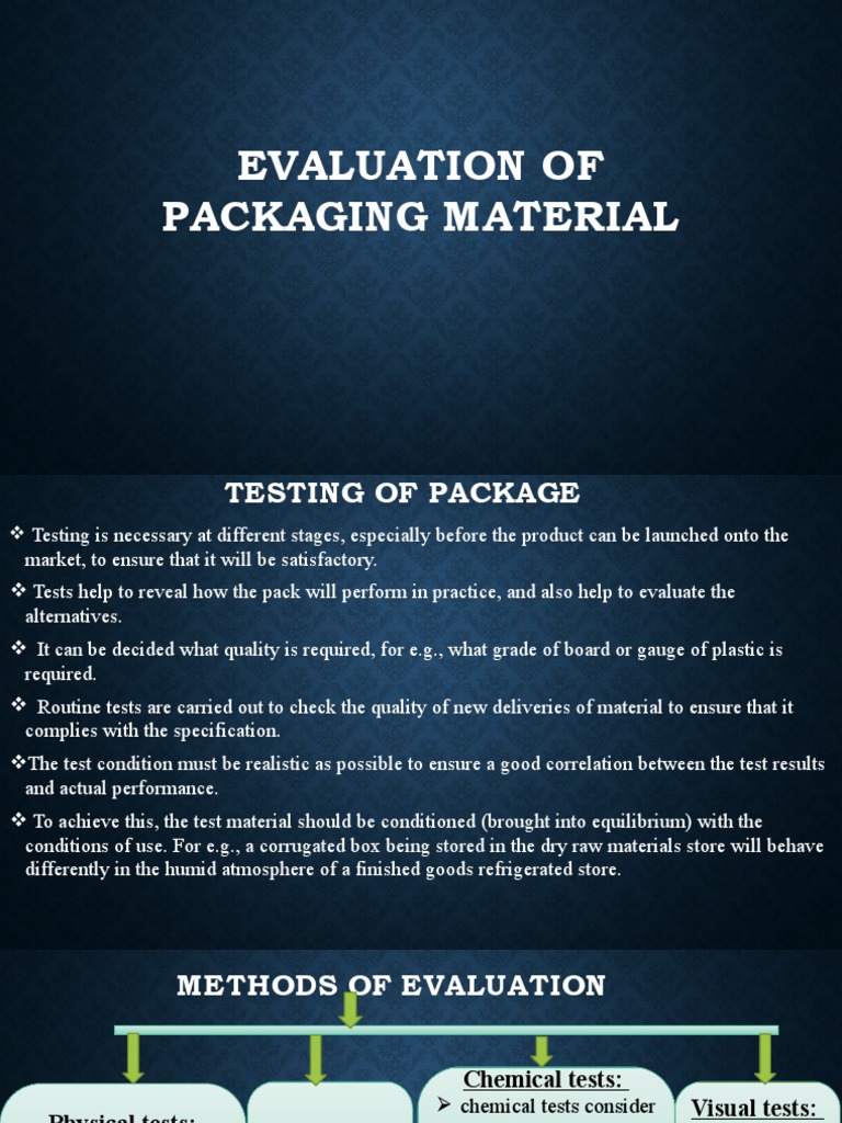 Evaluation of Packaging Material | PDF | Relative Humidity | Ultimate ...