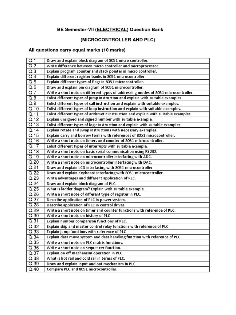 Microcontroller and PLC Important PDF | PDF | Programmable Logic Controller | Microcontroller