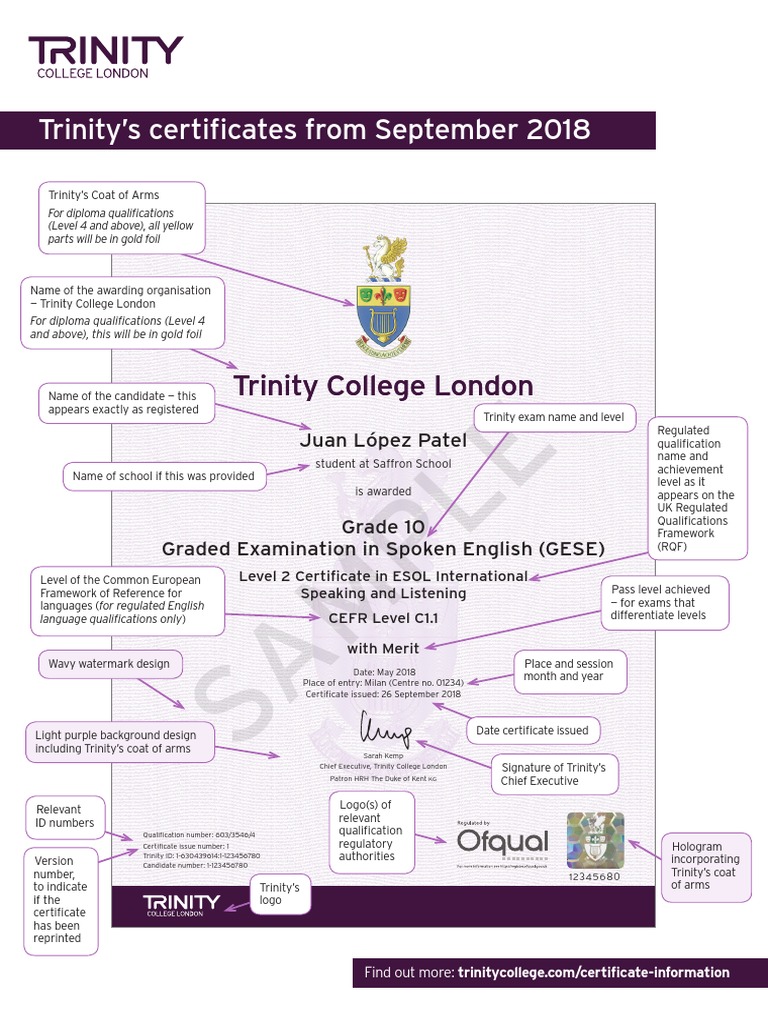 Trinity College London Certificate Sample | PDF | Language Education ...