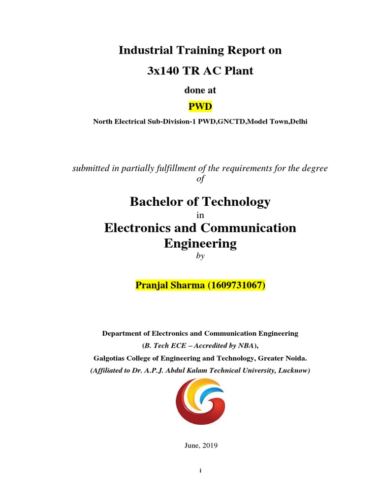 Industrial Training Report: 3x140 TR AC Plant | PDF | Air Conditioning ...