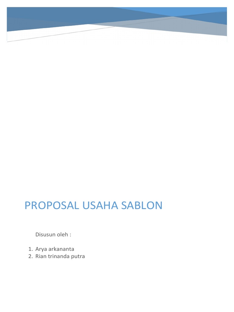 Tugas Kewirausahaan Proposal Sablon | PDF