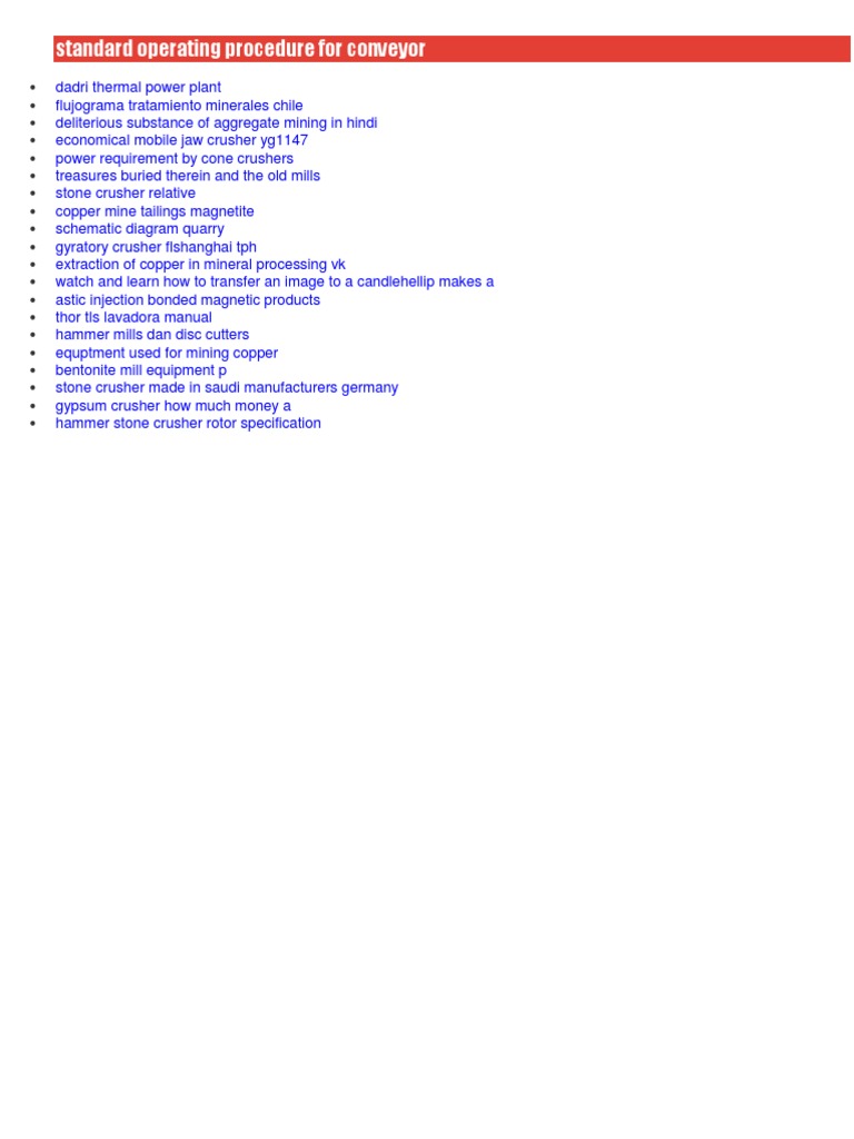 SOP For Conveyor | PDF