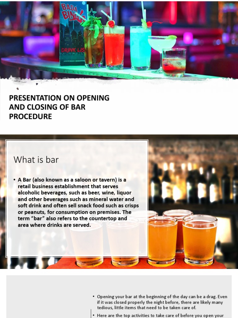 Presentation On Opening And Closing Of Bar Procedure Pdf Bar Tavern