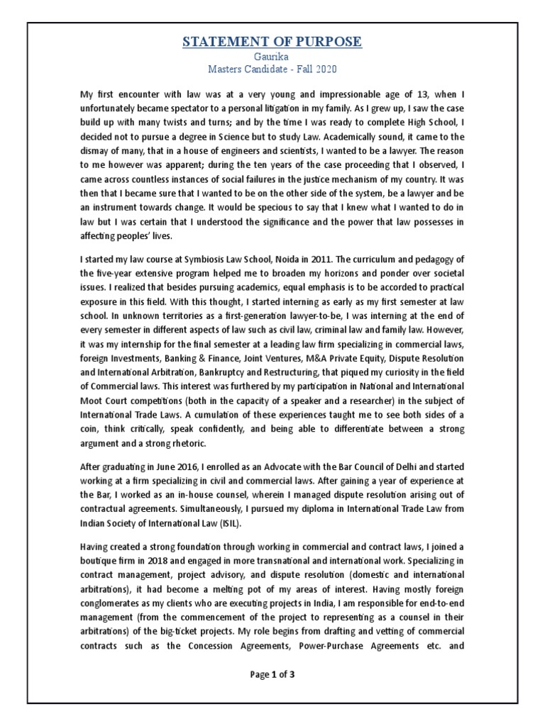 Gaurika SOP LLM Europe.docx | Arbitration | University