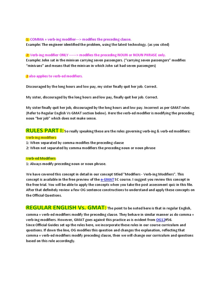 A Comprehensive Guide to Verb-ing and Verb-ed Modifiers According to ...