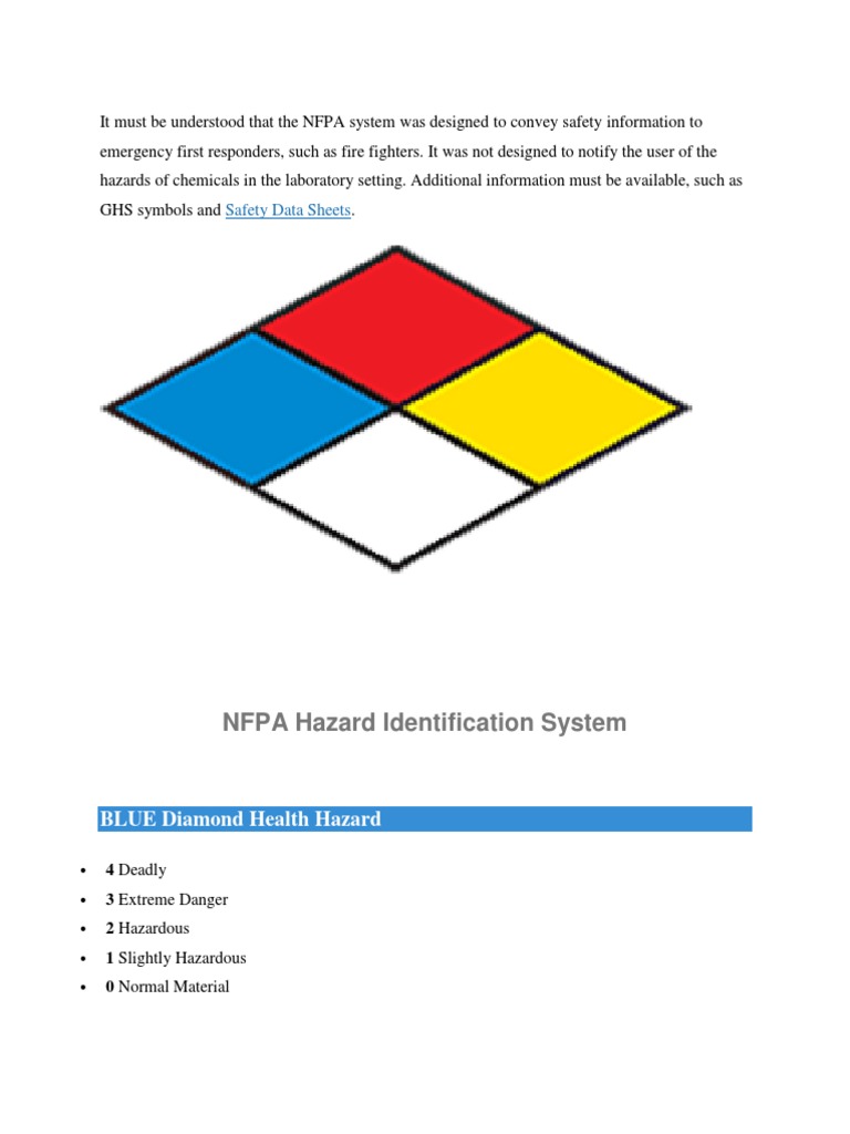 NFPA Hazard Identification System: Safety Data Sheets | PDF