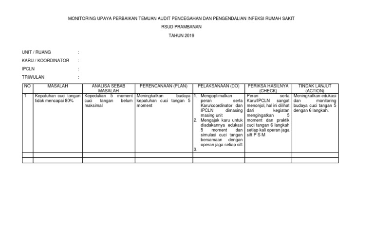Form Pdca Audit Ppi 2019 | PDF