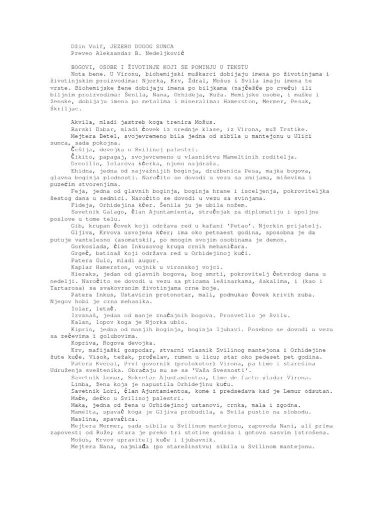 Dzin Volf - Jezero Dugog Sunca PDF | PDF