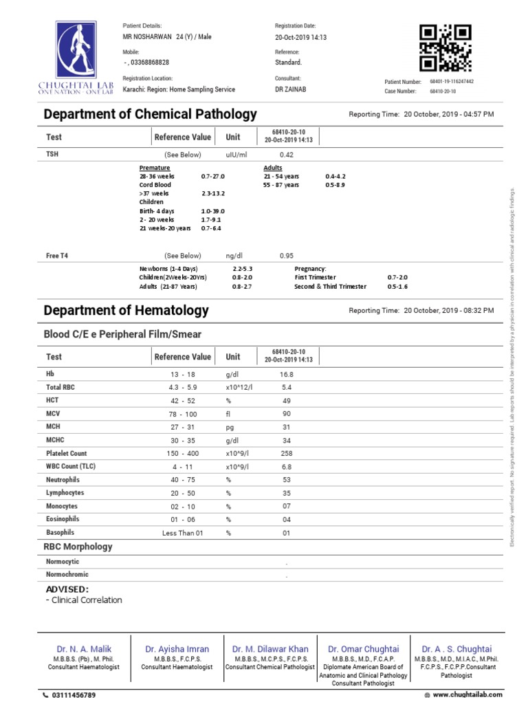 Department of Chemical Pathology: Test Reference Value Unit | PDF ...