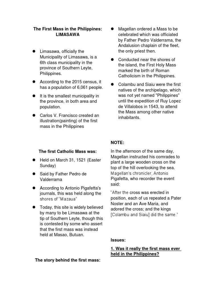 First Catholic Mass in Limasawa, 1521 | PDF | Age Of Discovery ...