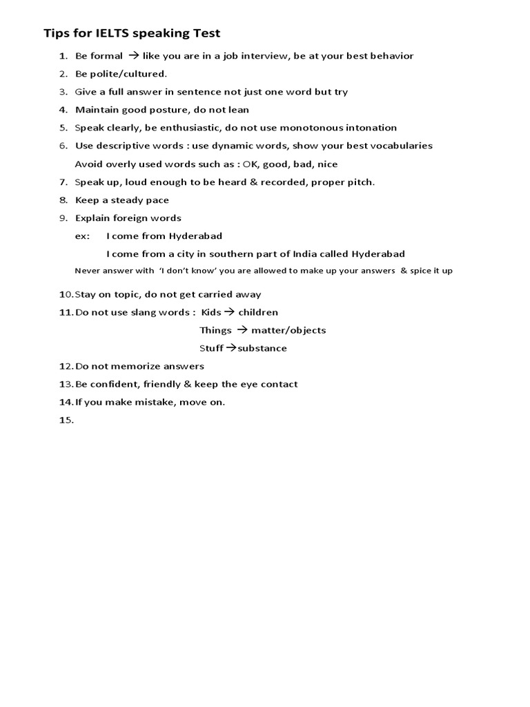 Tips For IELTS Speaking Test | PDF