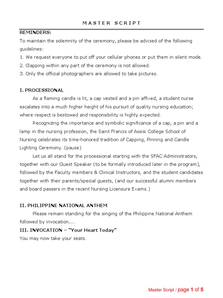 Capping Program Script | PDF | Nursing