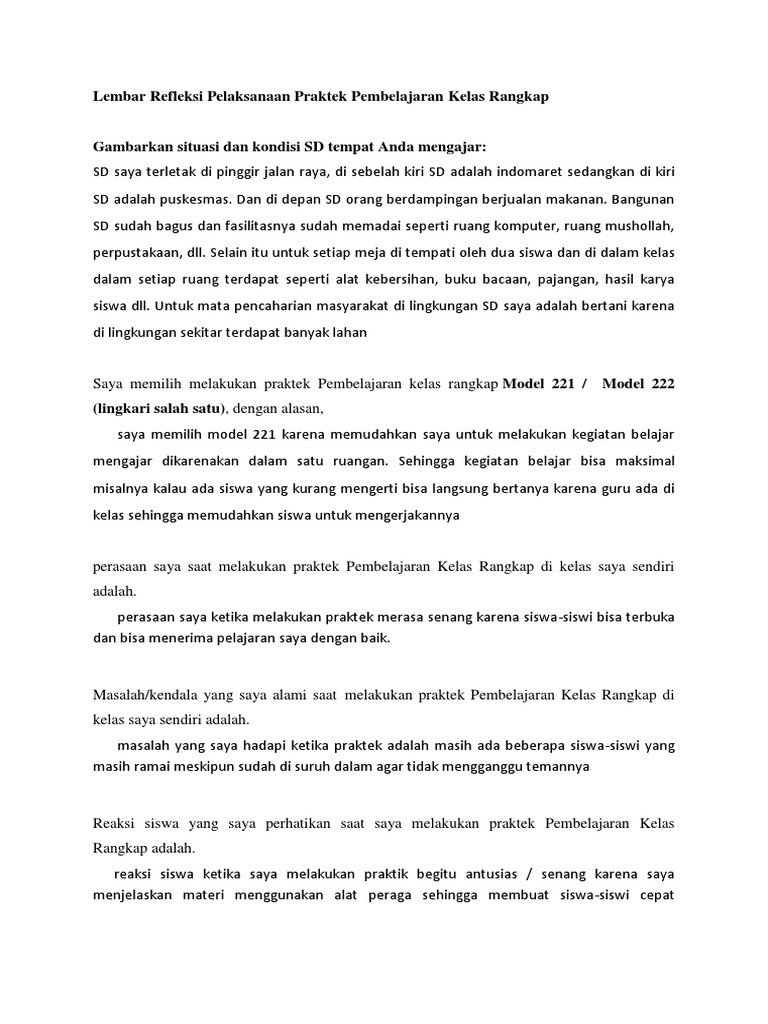 Lembar Refleksi PKR | PDF