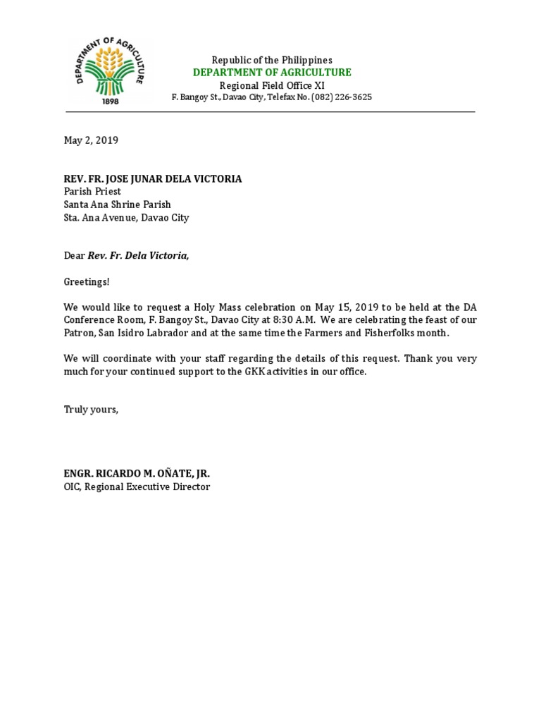 Letter Request For Holy Mass | PDF