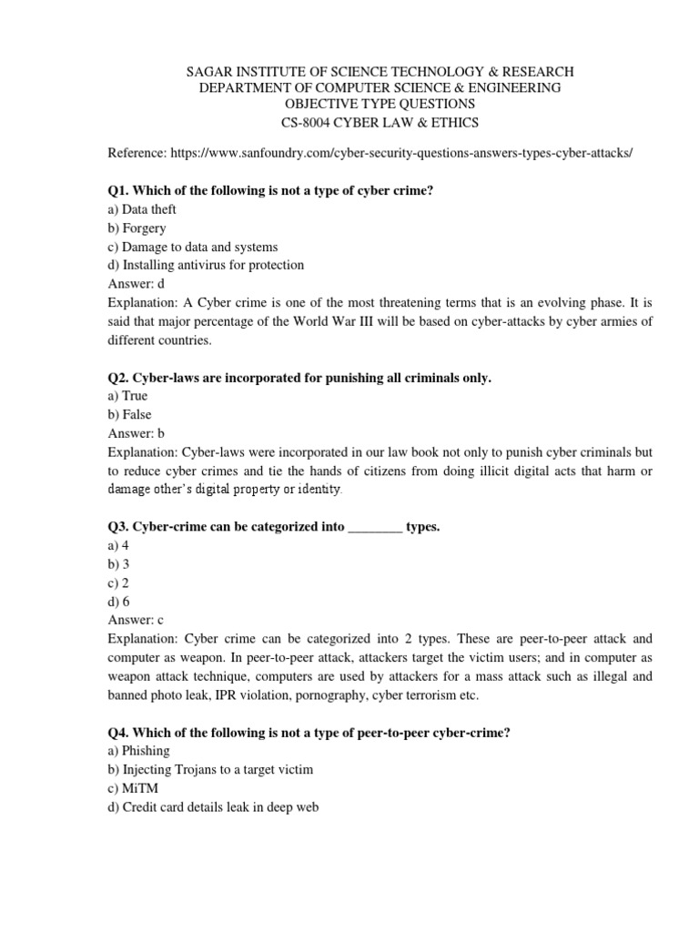Cyber Security Objective Q | PDF | Malware | Computer Security