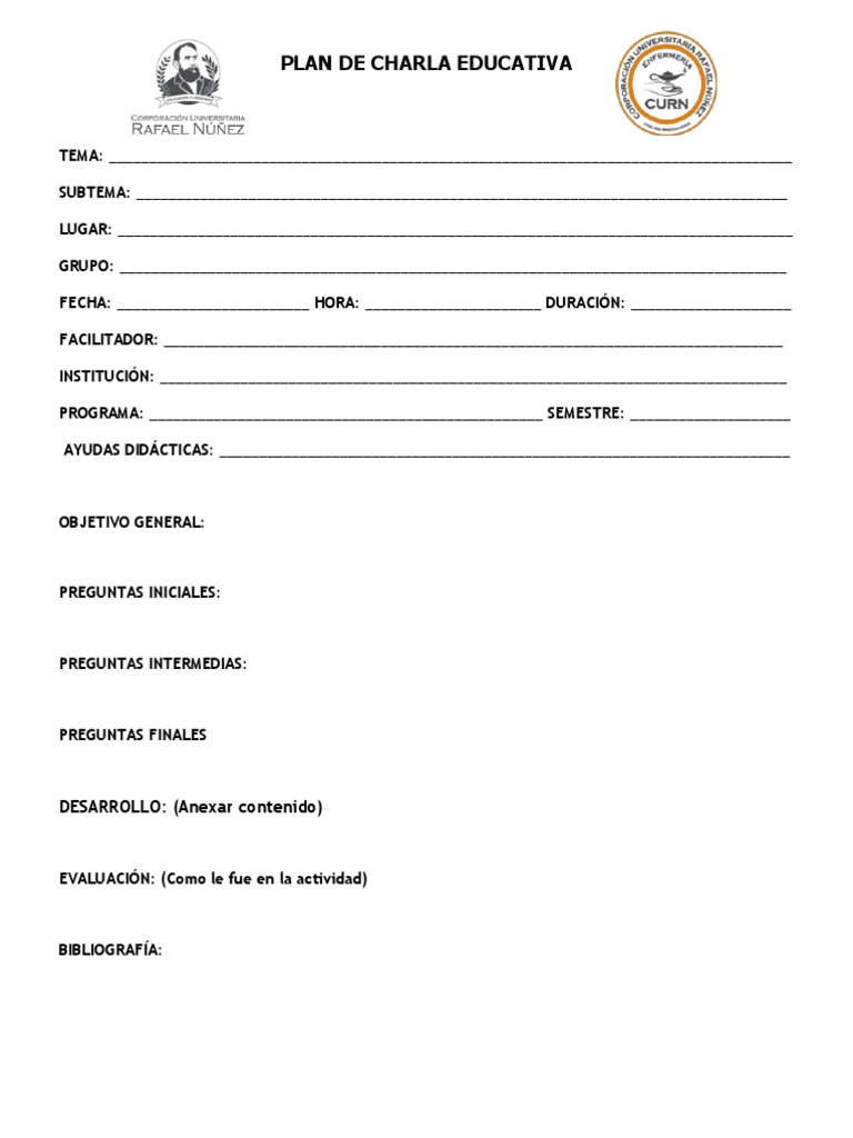 Formato Plan de Charla Educativa | PDF
