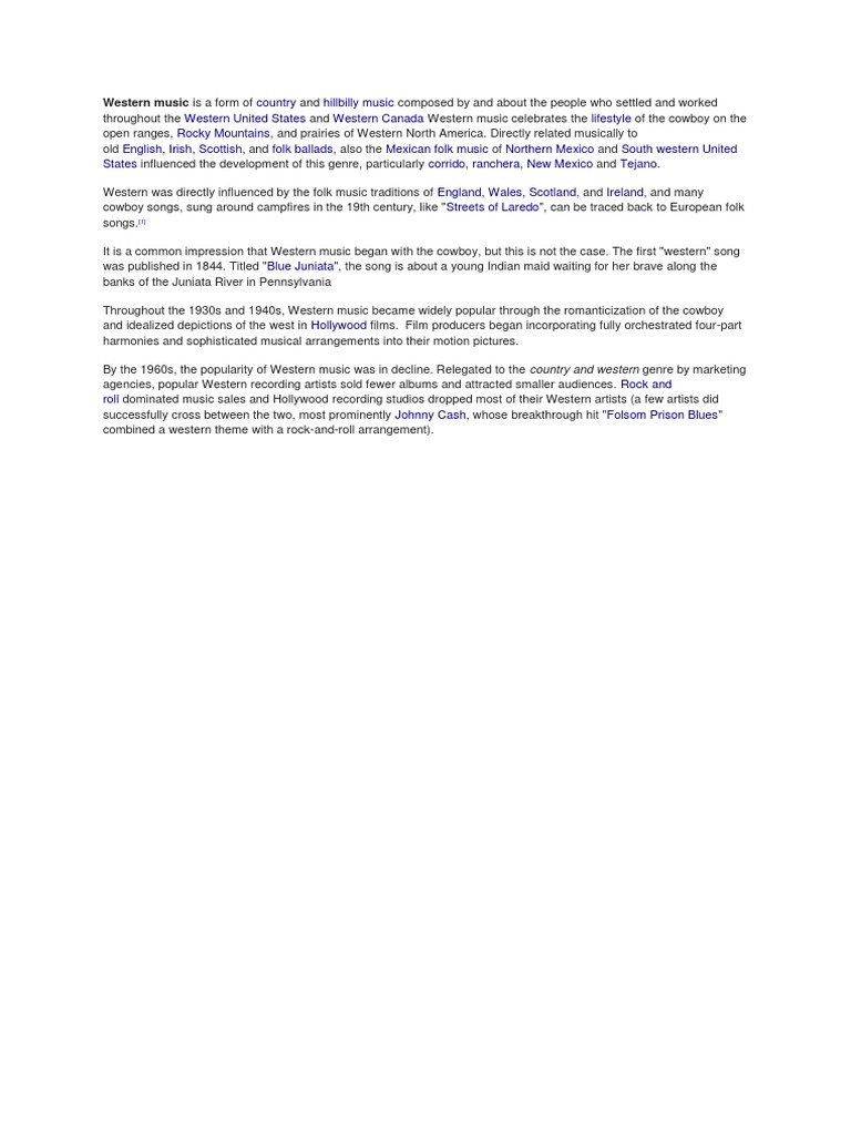 Western Music History and Genre Development in 40 Characters | PDF ...