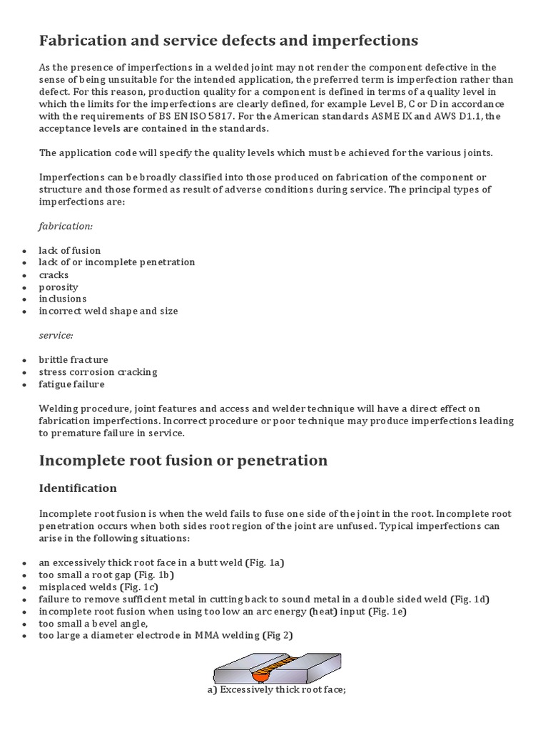 Fabrication and Service Defects and Imperfections | PDF | Welding ...