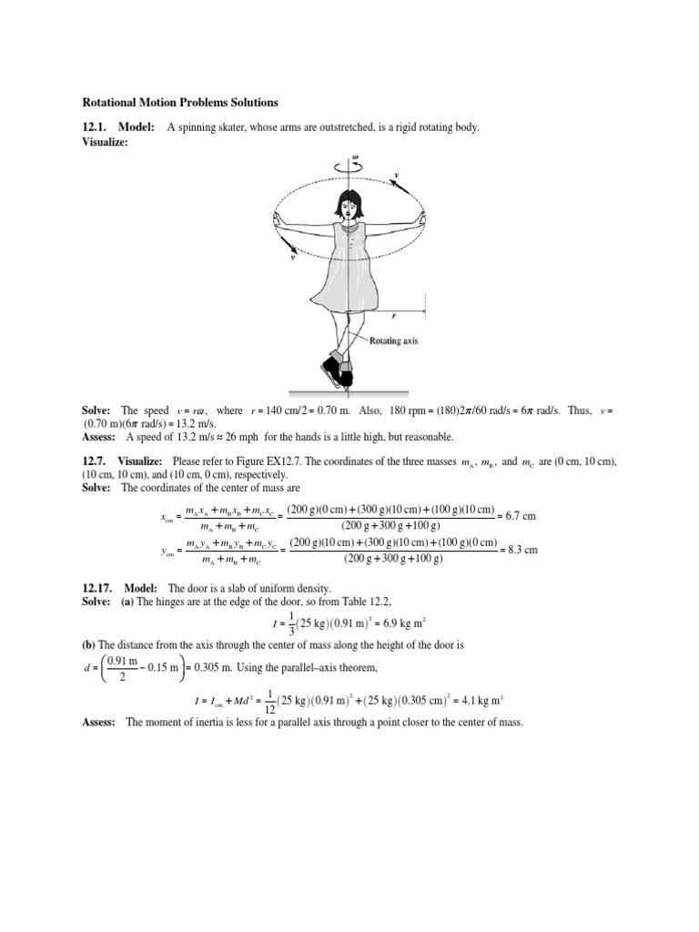 Rotational Motion Problems Solutions | PDF | Rotation Around A Fixed Axis | Torque