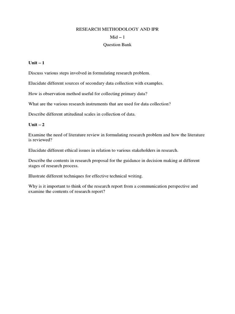 Research Methodology and Ipr | PDF | Observation | Data