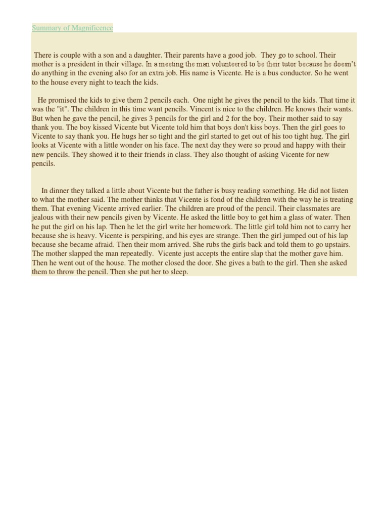 Summary of Magnificence | PDF