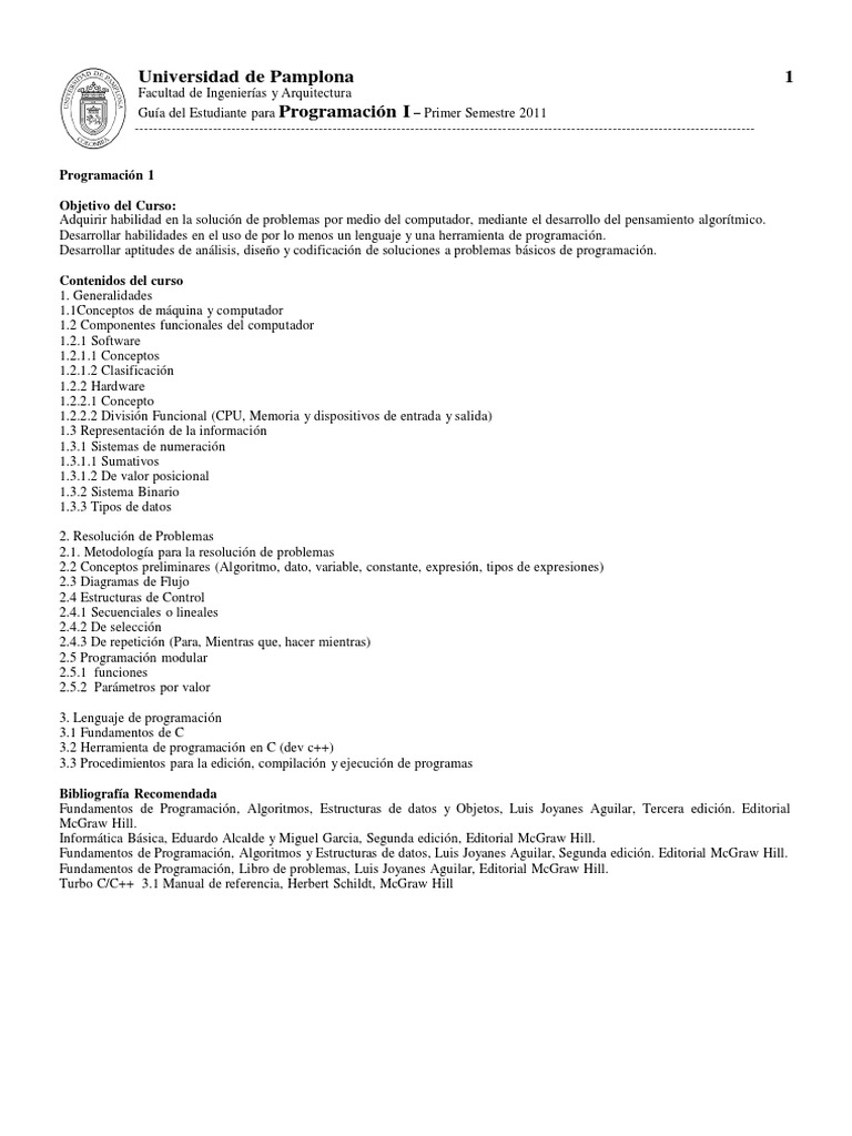 Guia de Programacion Universidad de Pamp | PDF | Software ...