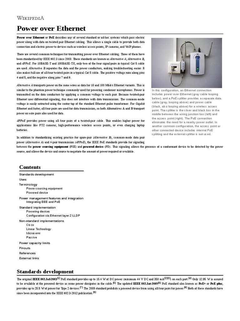 Power Over Ethernet | PDF | Physical Layer Protocols | Electronics