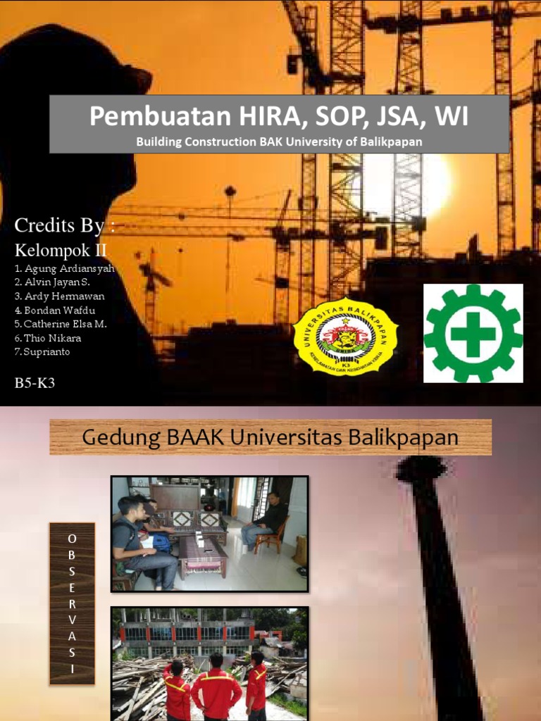 Pembuatan Hira, Sop, Jsa, Wi Proyek Konstruksi | PDF